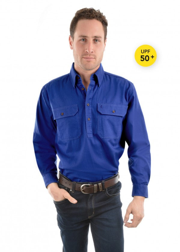 Thomas Cook Unisex Heavy Drill Work Shirt - Cobalt – The Linen Cupboard ...